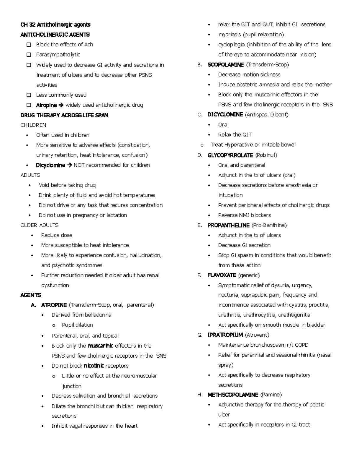 CH 33 Anticholinergic agents - CH 32 Anticholinergic agents ...