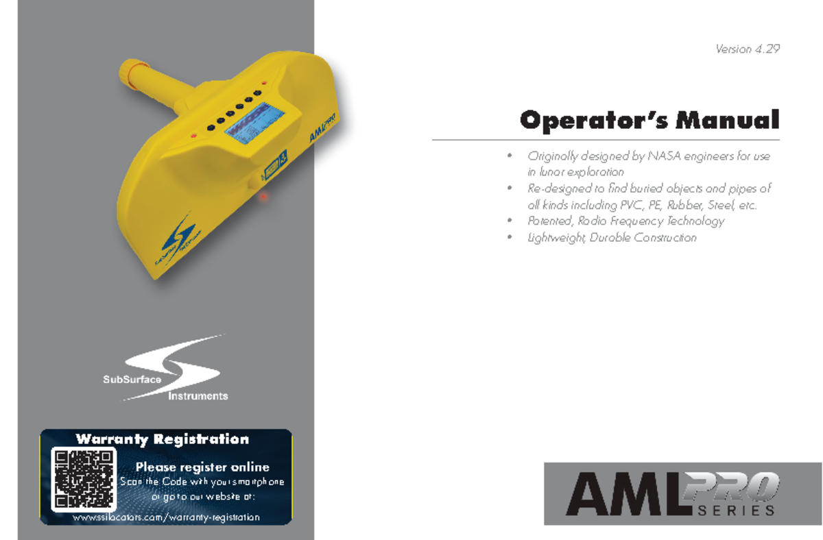 File aml pro operators manual - Operator’s Manual Originally designed ...