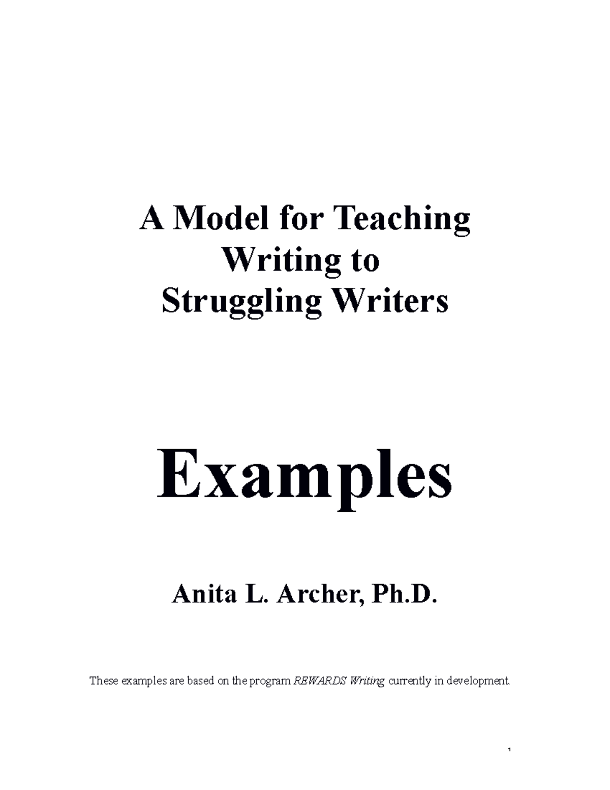 Paragraph-Frames-Archer - A Model for Teaching Writing to Struggling ...