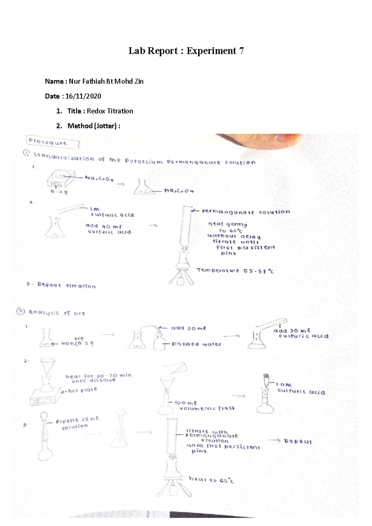 Lab Report exp - Lab Report : Experiment 7 Name : Nur Fathiah Bt Mohd ...
