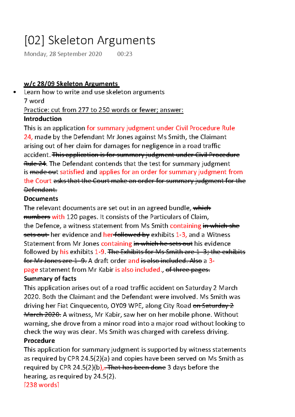 02 Advocacy Submissions Skeleton Arguments W c 28 09 Skeleton