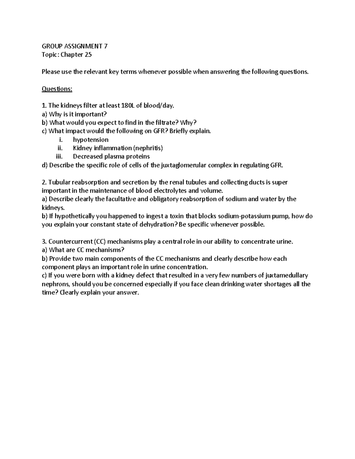 Gr Assignment 7 - GROUP ASSIGNMENT 7 Topic: Chapter 25 Please use the ...