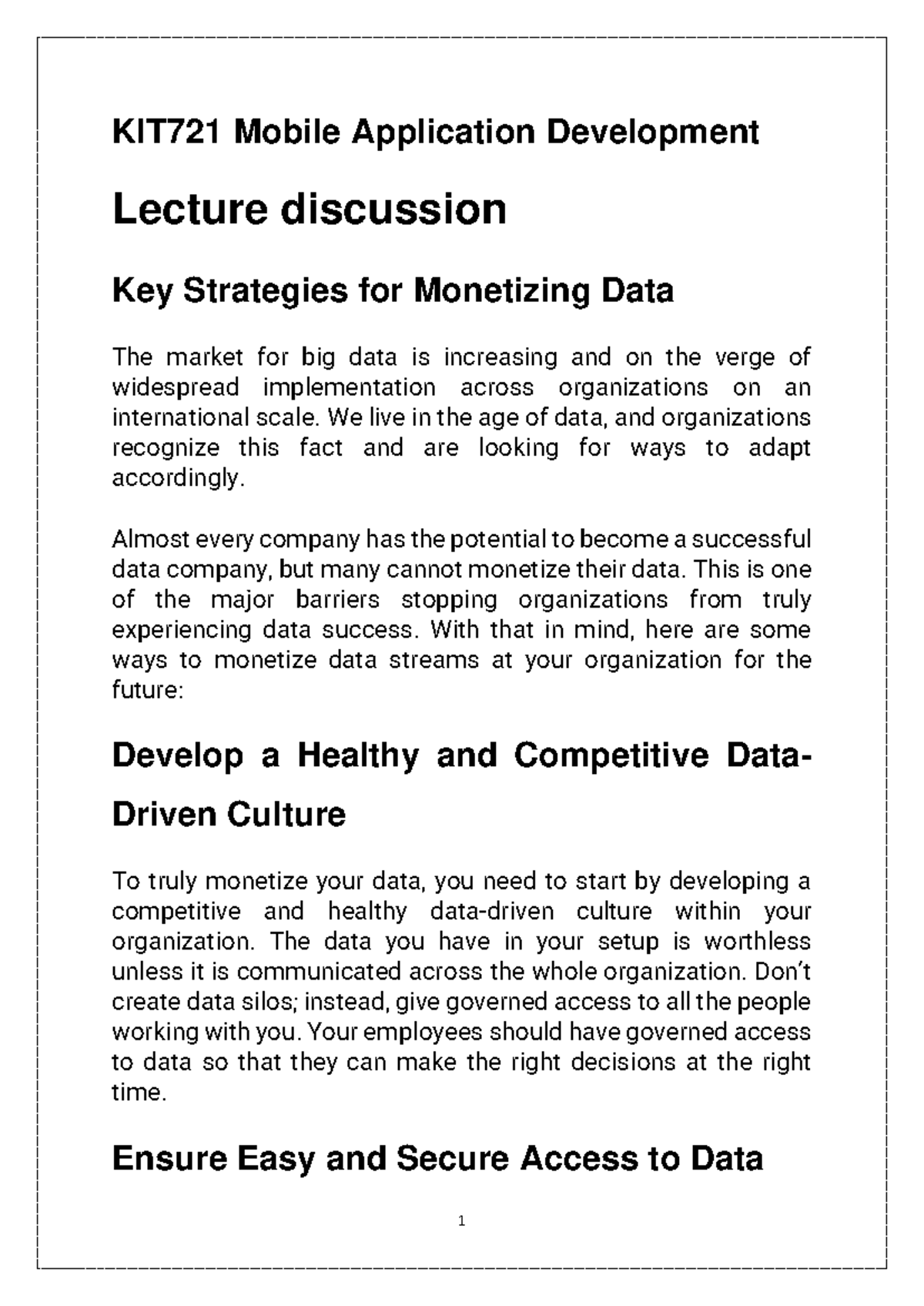 KIT721 Mobile Application Development lecture note Key Strategies for ...