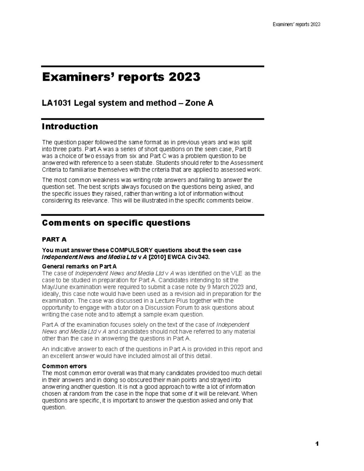 Examiner’s report 2007 - Examiners’ reports 2023 Examiners’ reports ...