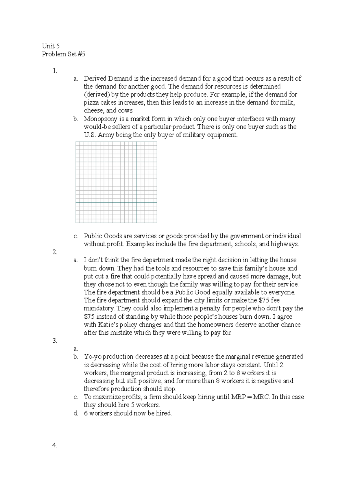 Unit 5 Resource Markets & Market Failures Problem Set #5 - Unit 5 ...