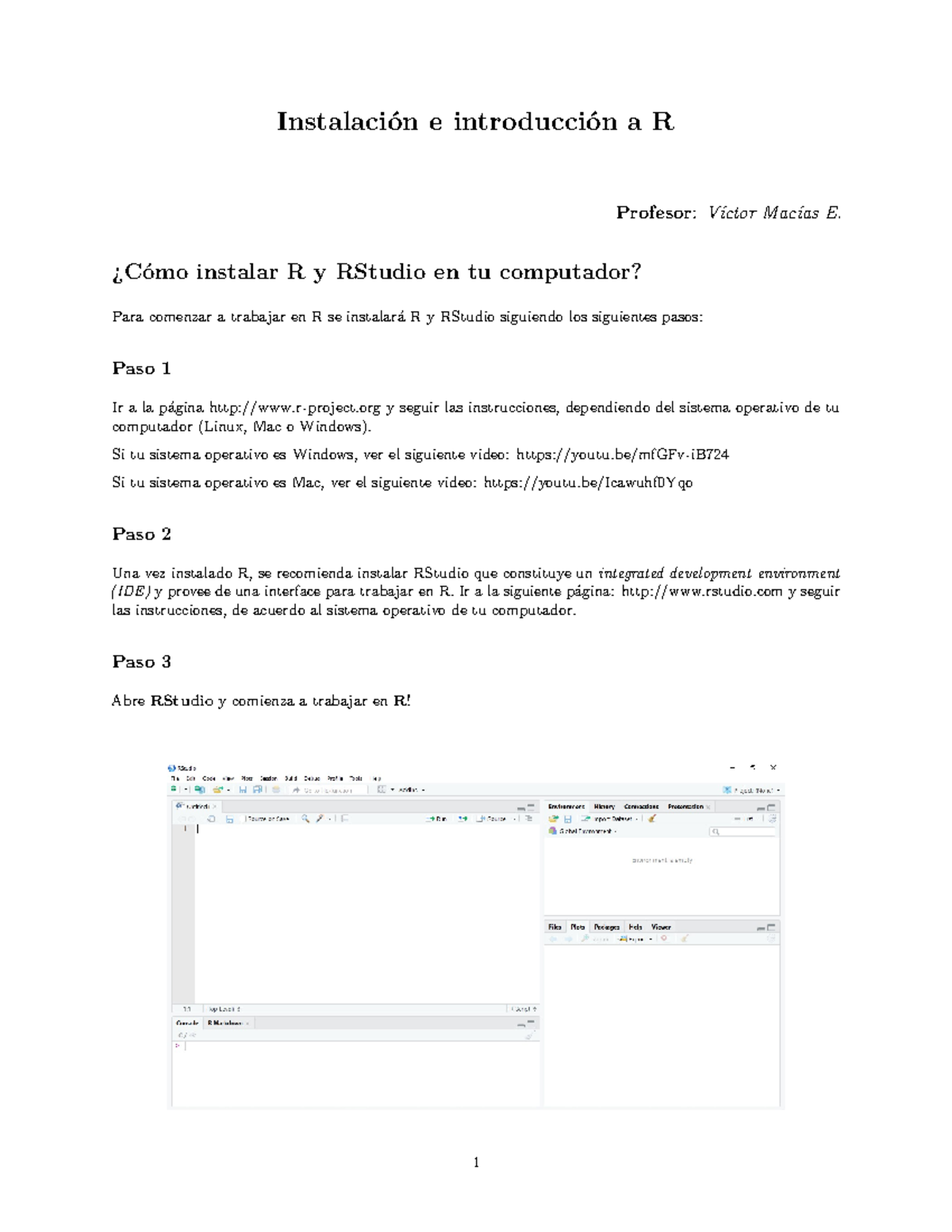 Instalación Intro R - Instalación e introducción a R Profesor : Víctor ...
