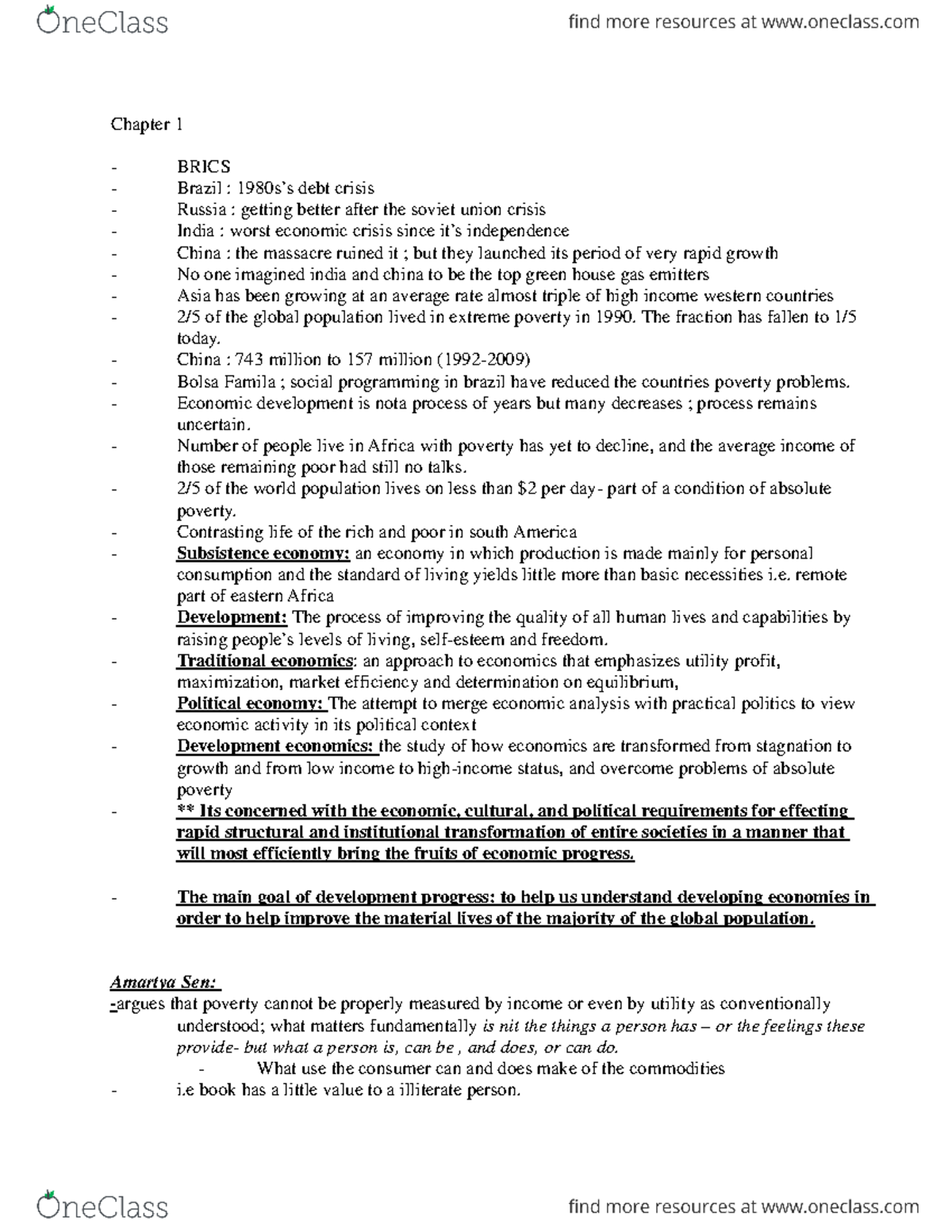 MGEC81 Final Notes 3 - Chapter 1 BRICS Brazil : 1980s’s debt crisis ...