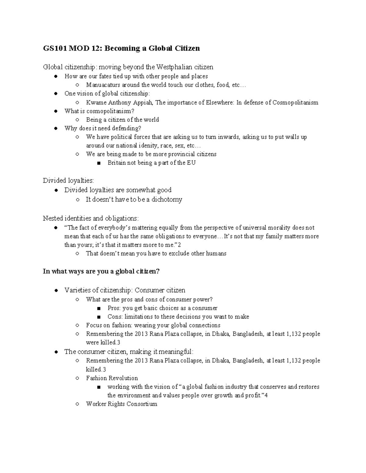 GS101 MOD 12 Becoming a Global Citizen - GS101 MOD 12: Becoming a ...