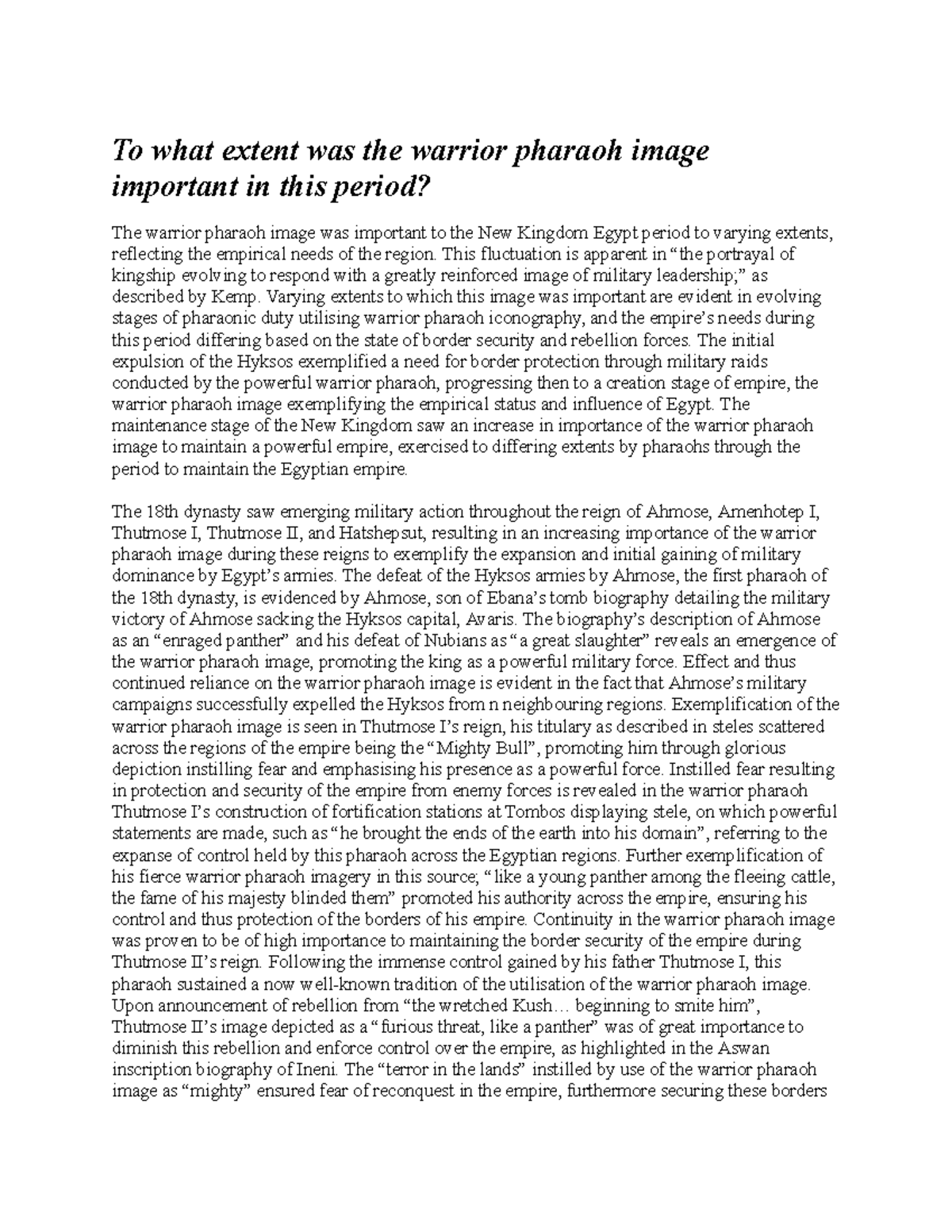 New Kingdom Egypt Period Study Essay: Warrior Pharaoh Image - To what ...