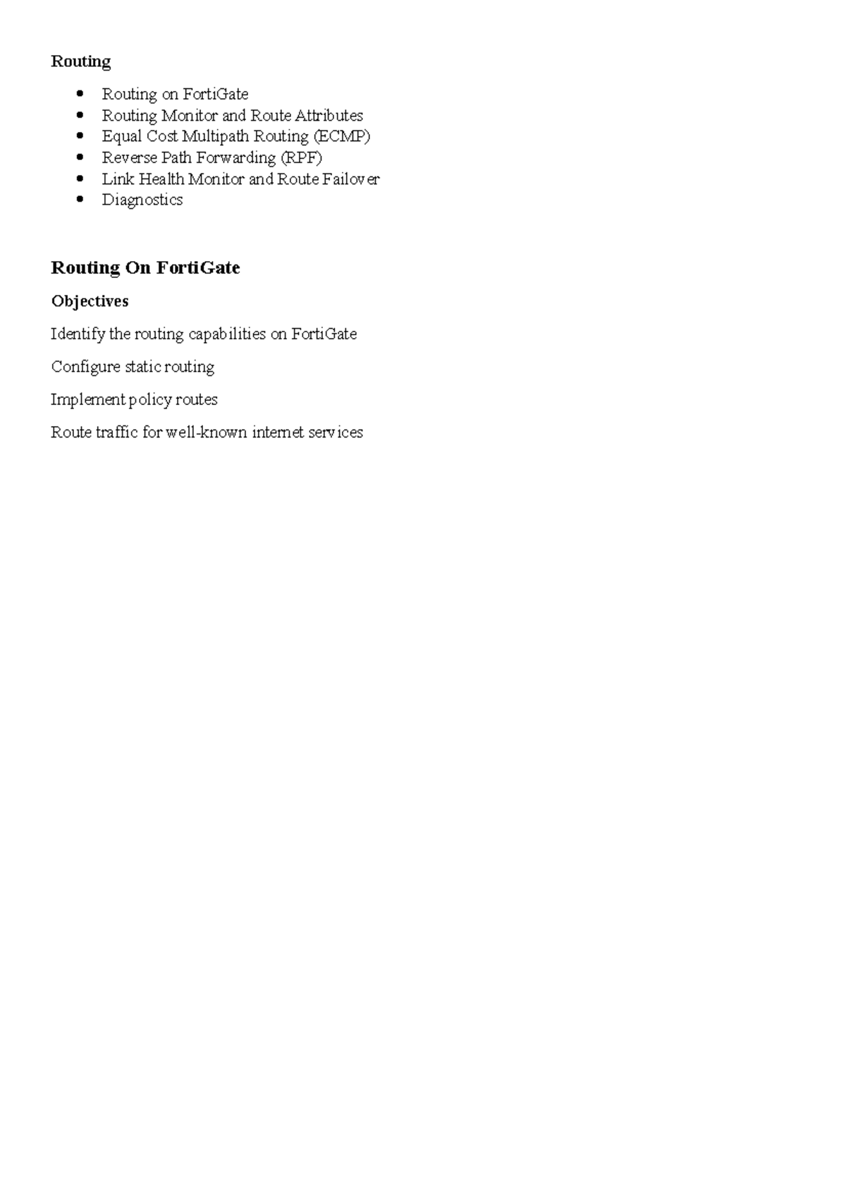 Forti Gate Infraestructure 01 - Routing Routing on FortiGate Routing Monitor and Route - Studocu