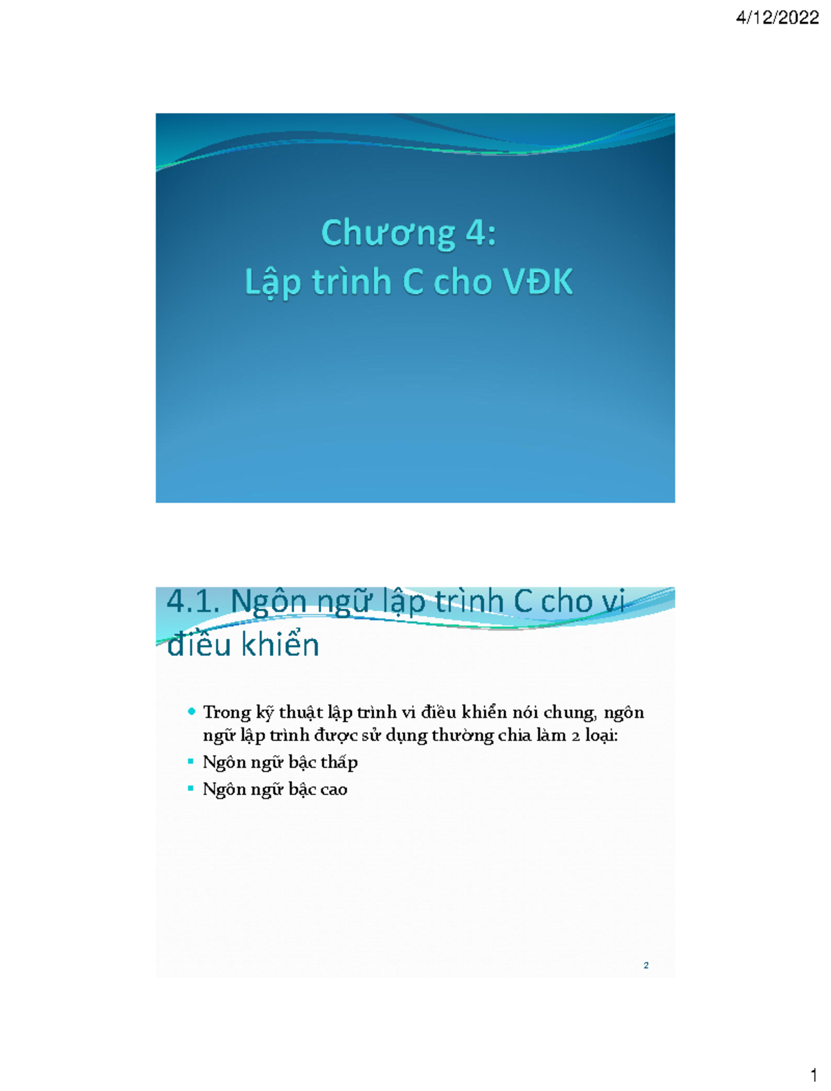 C5. Lập trình C cho VĐK - tài liệu môn vi điều khiển 8051 - 4. Ngôn ngữ ...