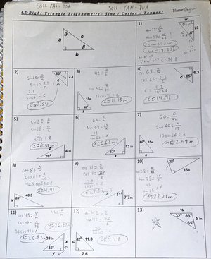 HW11 - Notes - Math 1113 PreCalculus Objective 11: Law of Sines & Law ...