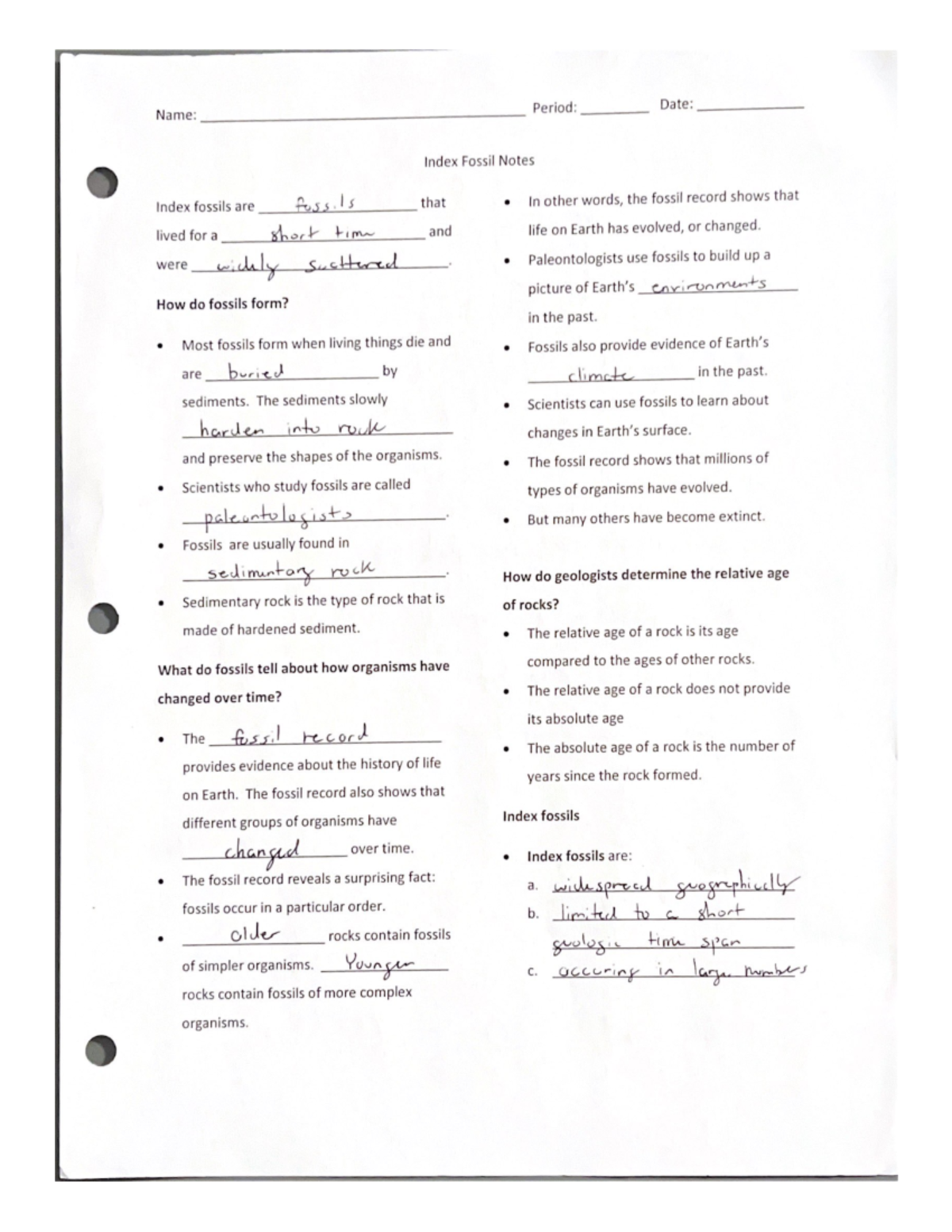 Index Fossil Notes - Studocu