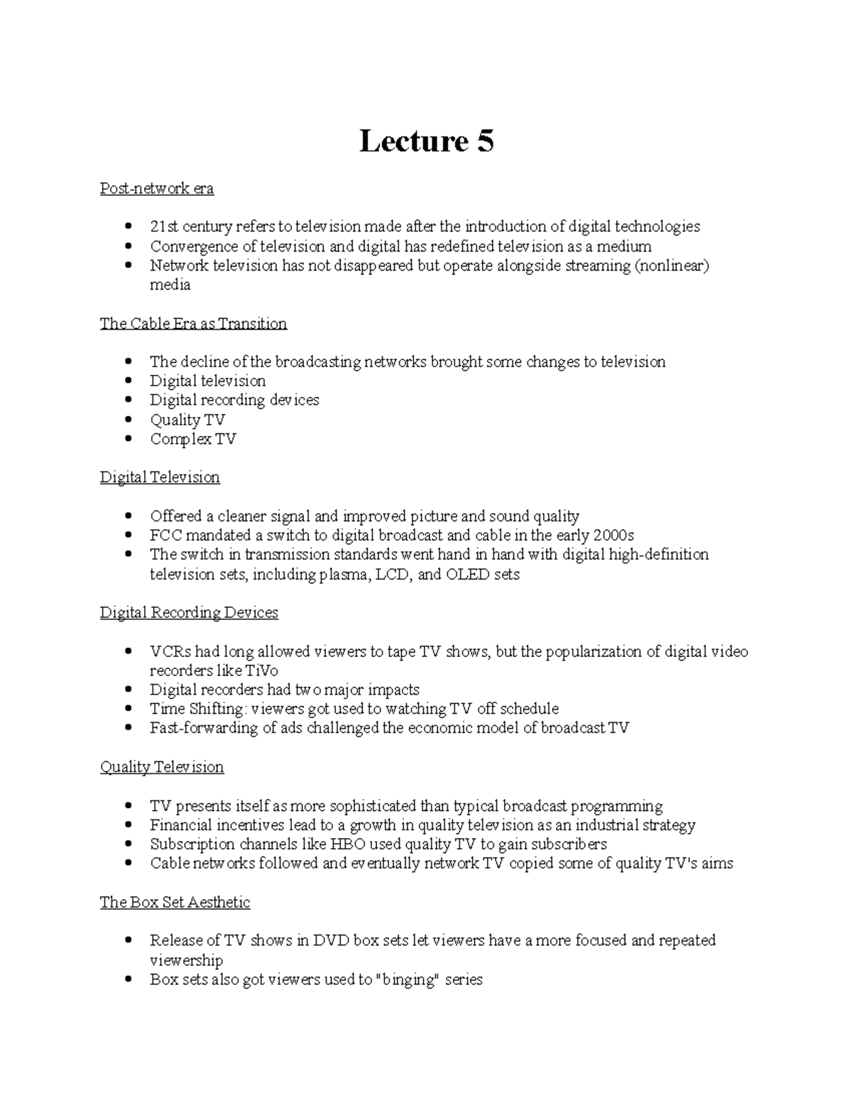 Lecture 5 - Lecture 5 Post-network era 21st century refers to ...