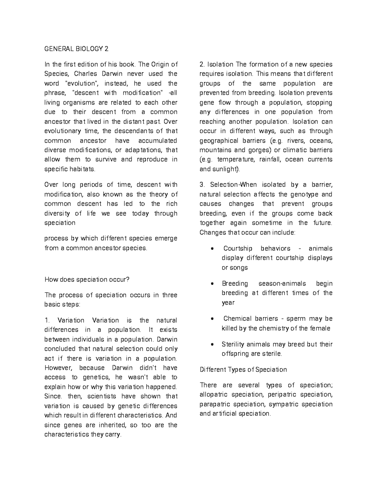 general biology notes - GENERAL BIOLOGY 2 In the first edition of his ...