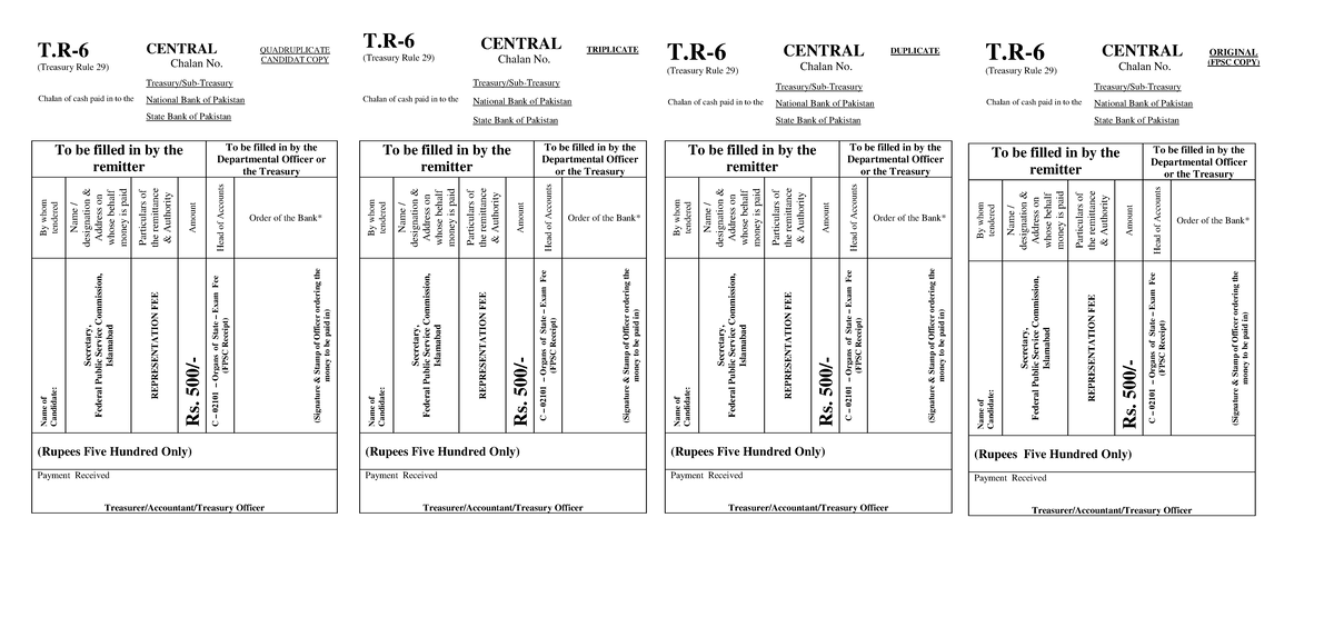 CSS Challan Form for Representation - T- 6 (Treasury Rule 29) CENTRAL ...