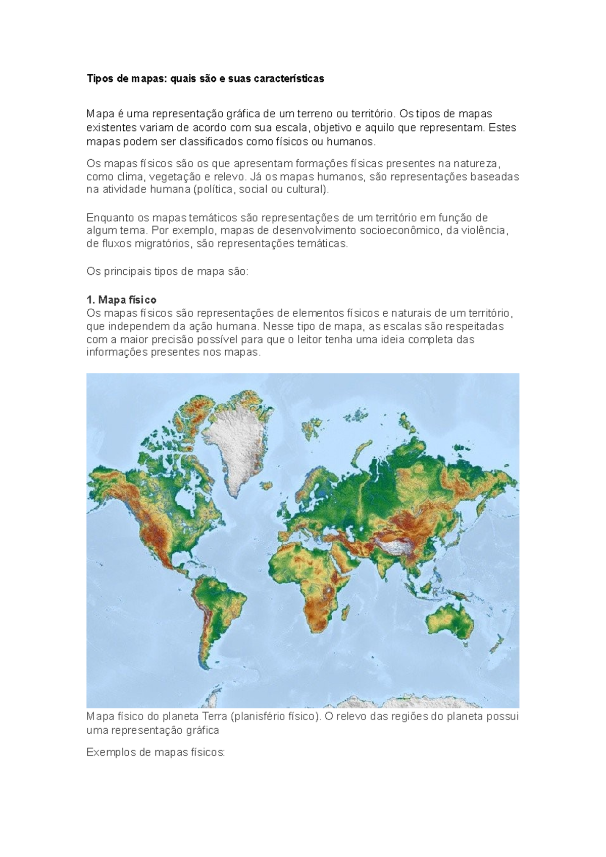 Tipos de mapas - Provas adaptadas 1 - Tipos de mapas: quais são e suas ...