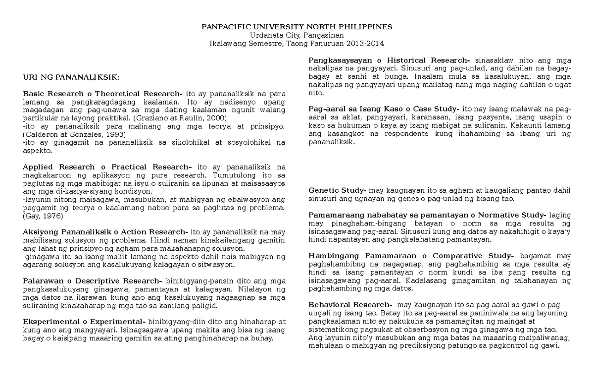 Lecture fil - Just read it - PANPACIFIC UNIVERSITY NORTH PHILIPPINES ...