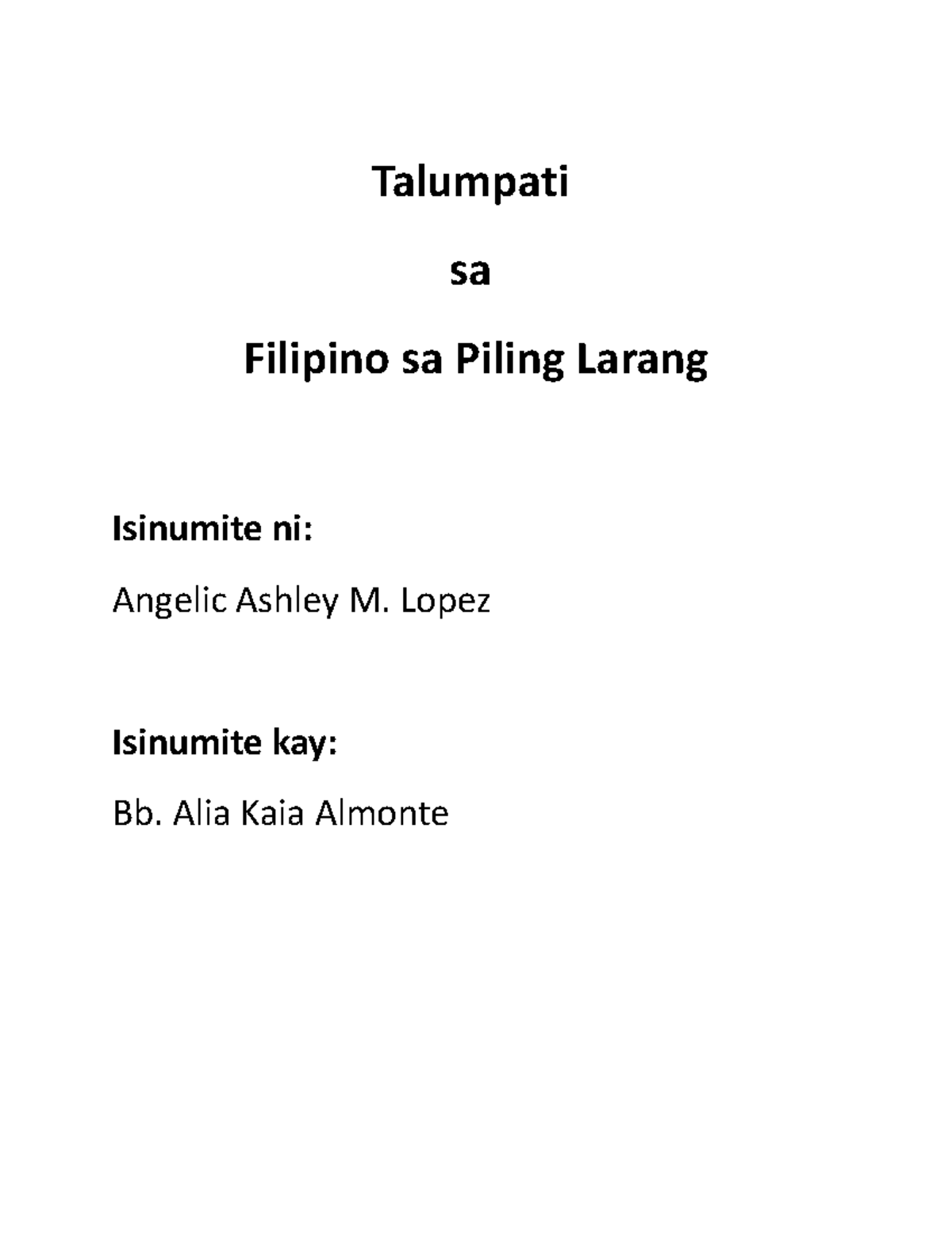 A research proposal - Talumpati sa Filipino sa Piling Larang Isinumite ...
