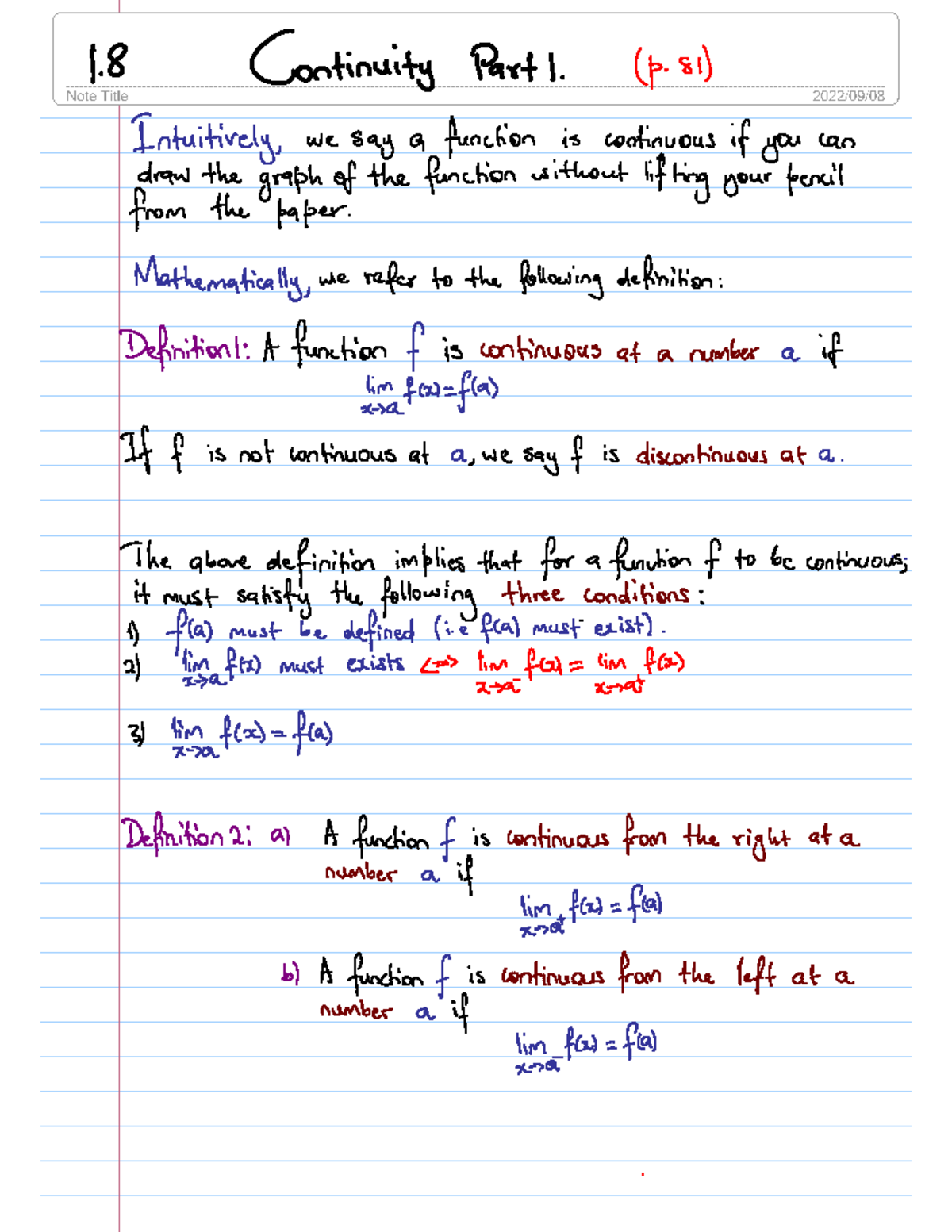 Continuity Part 1 - MATH130 - Studocu