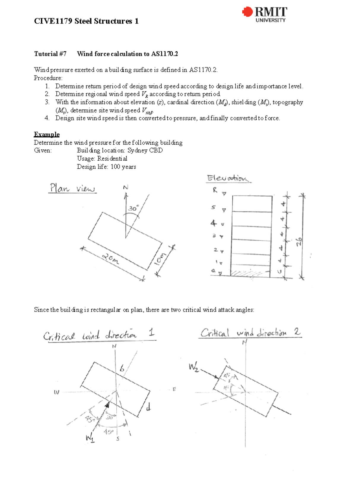 Tutorial 7 Windloads - CIVE1179 Steel Structures Tutorial #7 Wind force ...