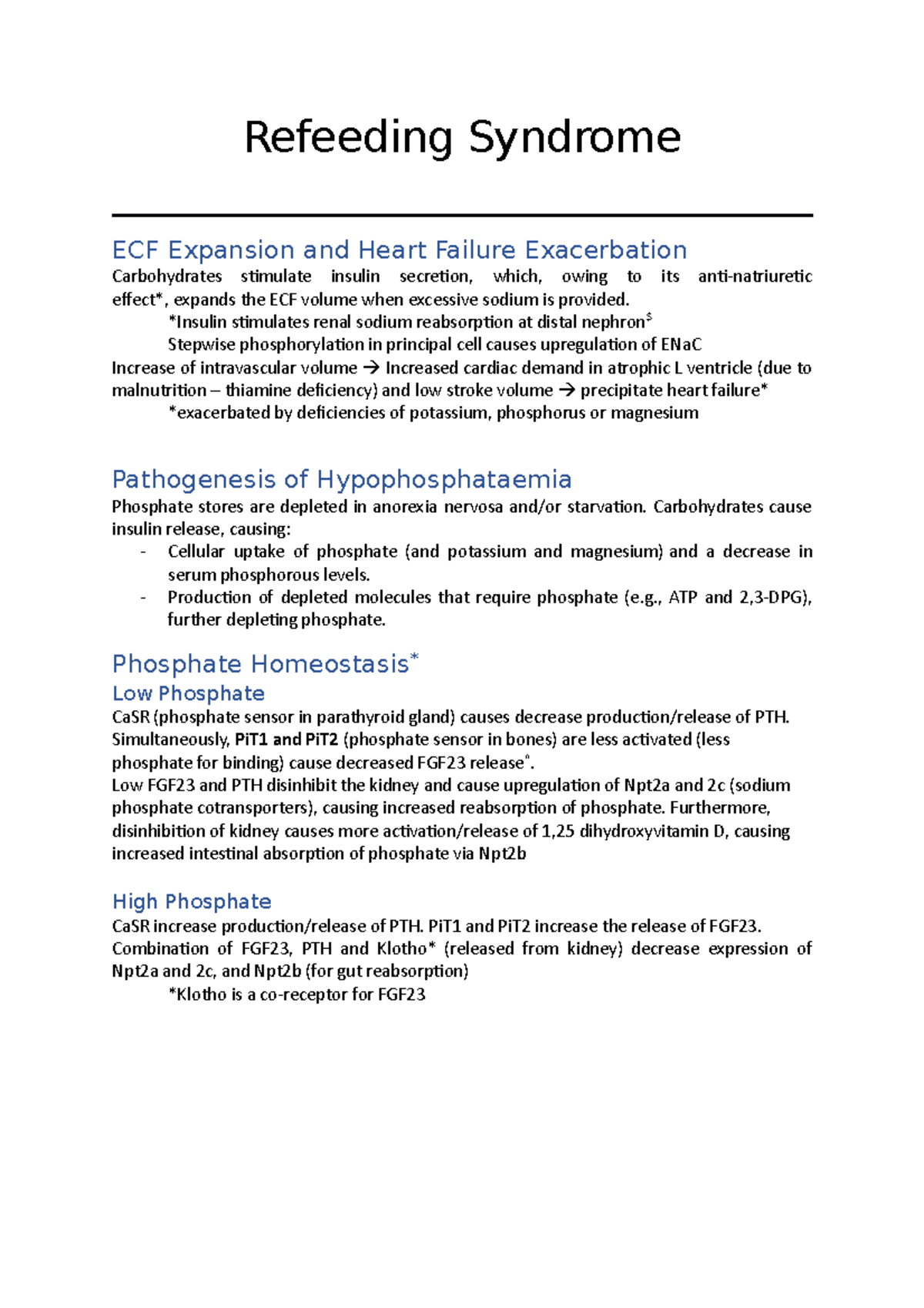 Refeeding Syndrome - Refeeding Syndrome ECF Expansion and Heart Failure ...