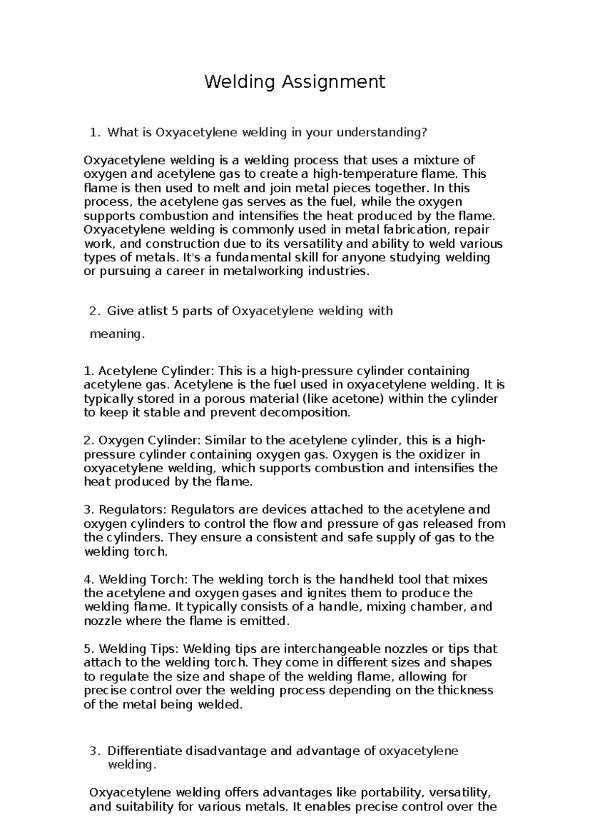 Welding-Assignment - ASSIGNMENT - Welding Assignment 1. What is ...