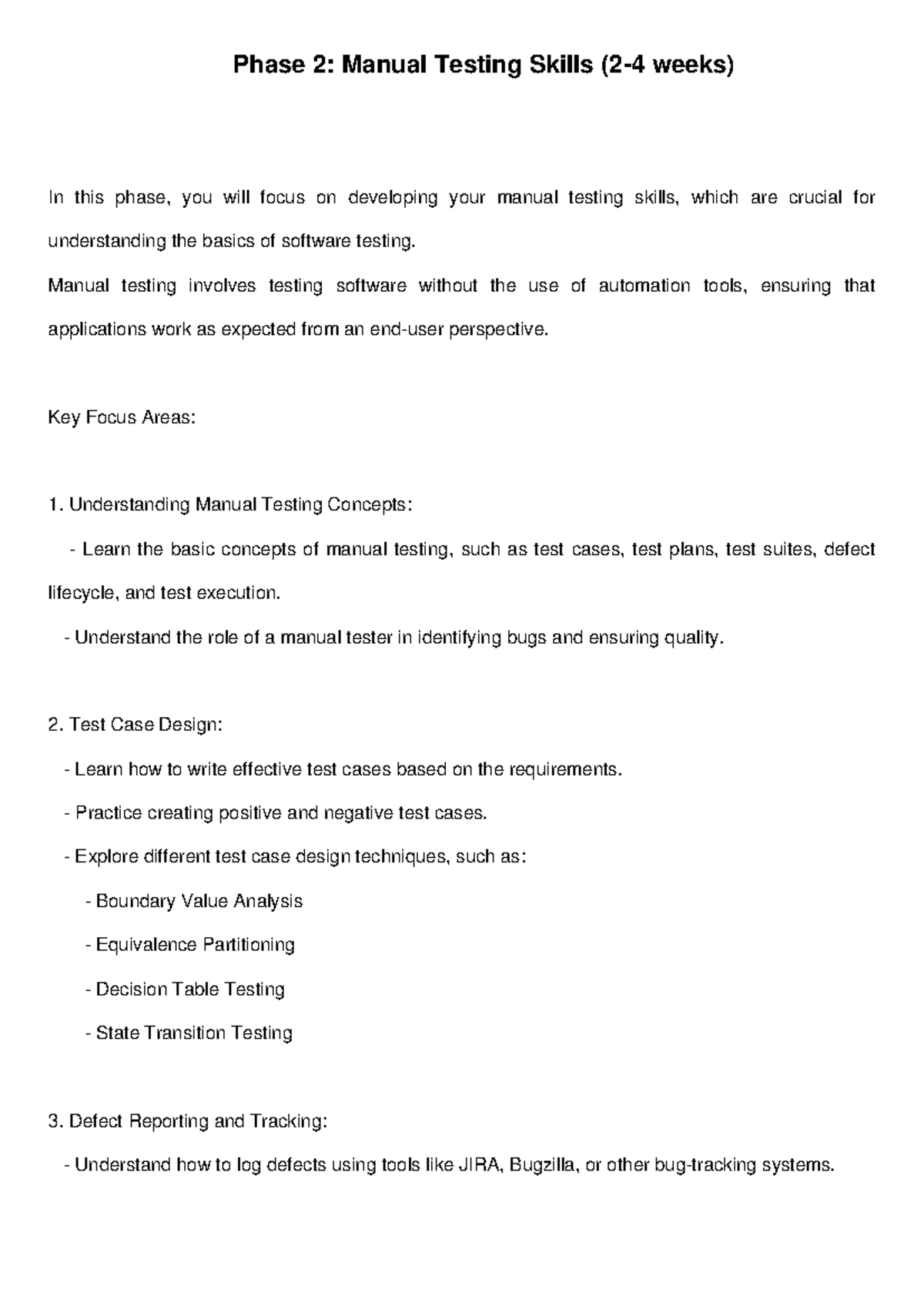 Phase 2 Manual Testing Skills - Phase 2: Manual Testing Skills (2-4 ...