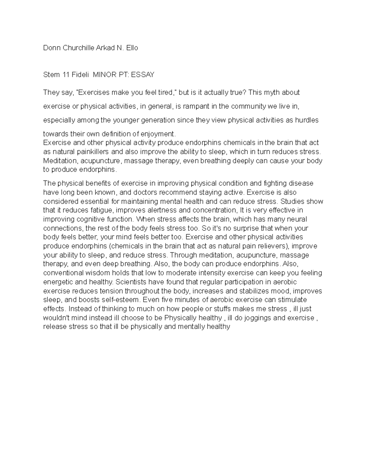 Leonard Oro (STEM 11 - Competence) - Minor PT - Essay - Donn Churchille ...