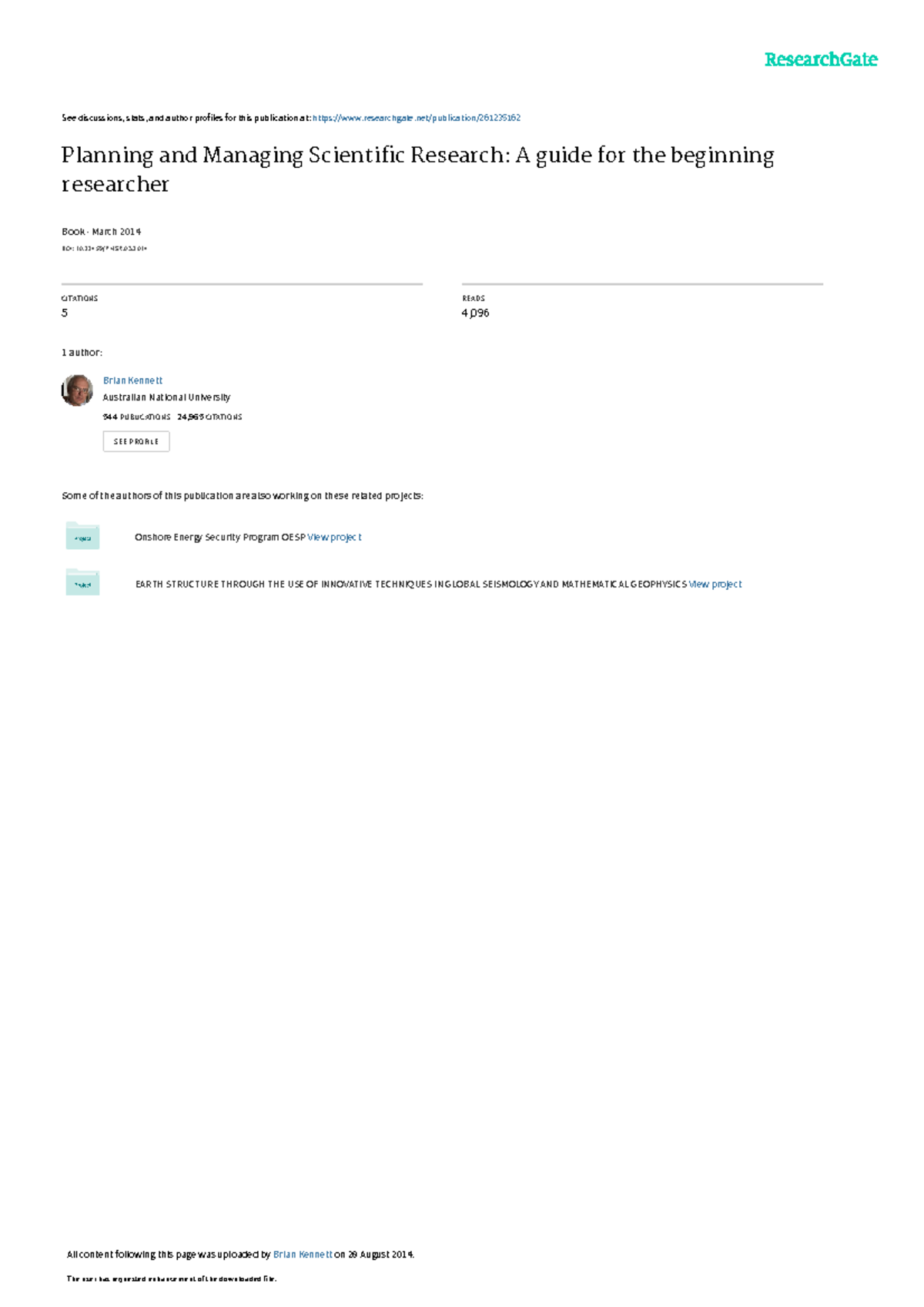 Planningand Managing Scientific Researchcover Print - ####### See ...