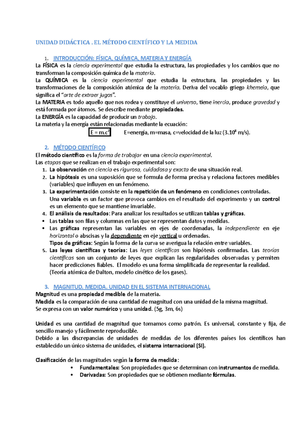 EL Metodo Cientifico - Apuntes 1 - UNIDAD DIDÁCTICA. EL MÉTODO ...