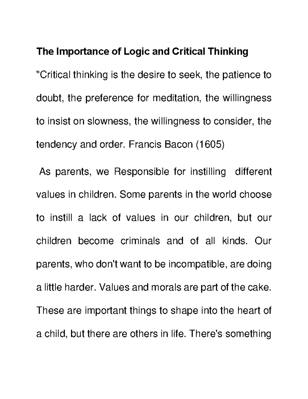 The Importance Of Logic And Critical Thinking The Importance Of Logic
