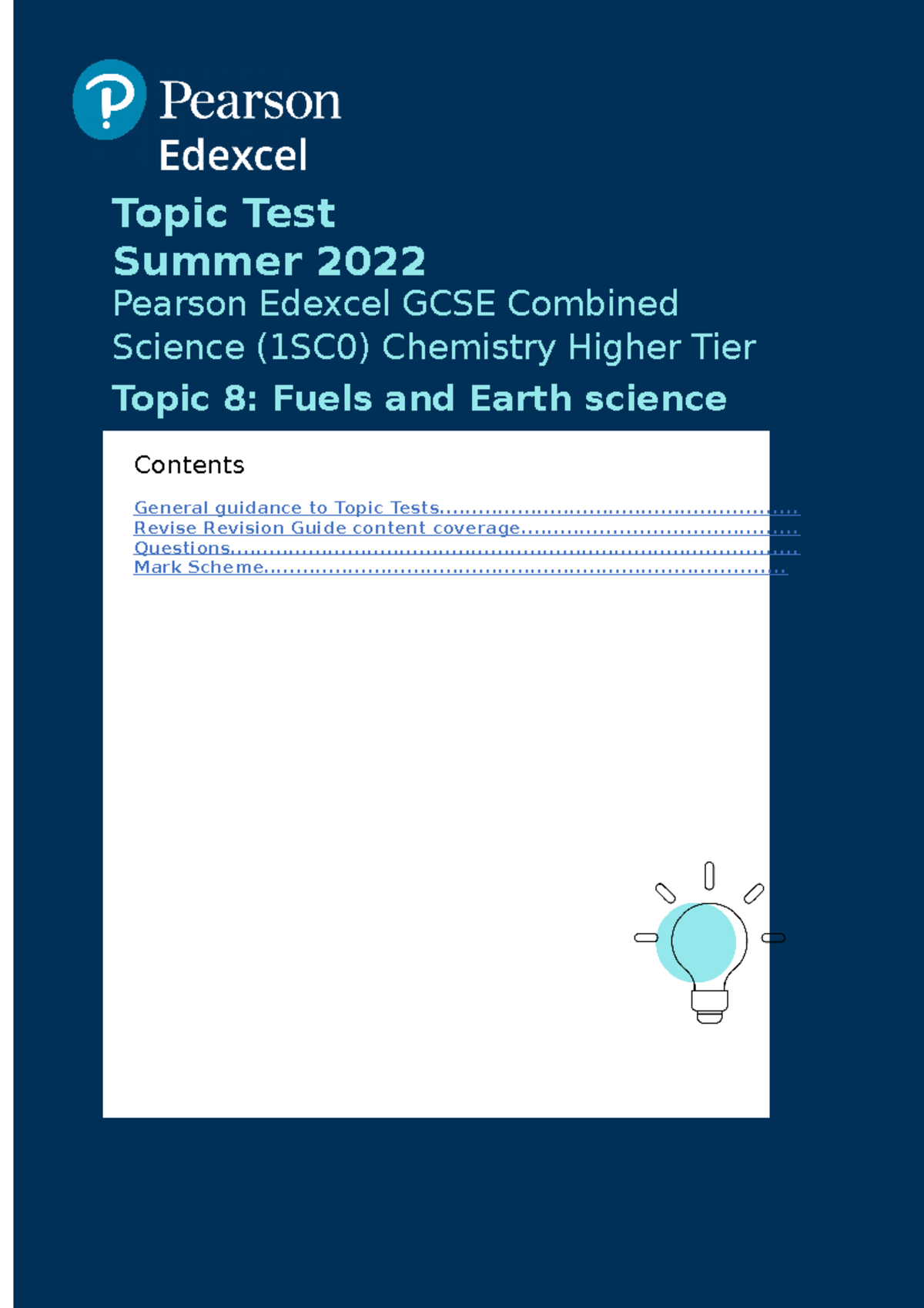 GCSE Combined Sci Chemistry Higher Tier Topic Test 8 - Topic Test ...