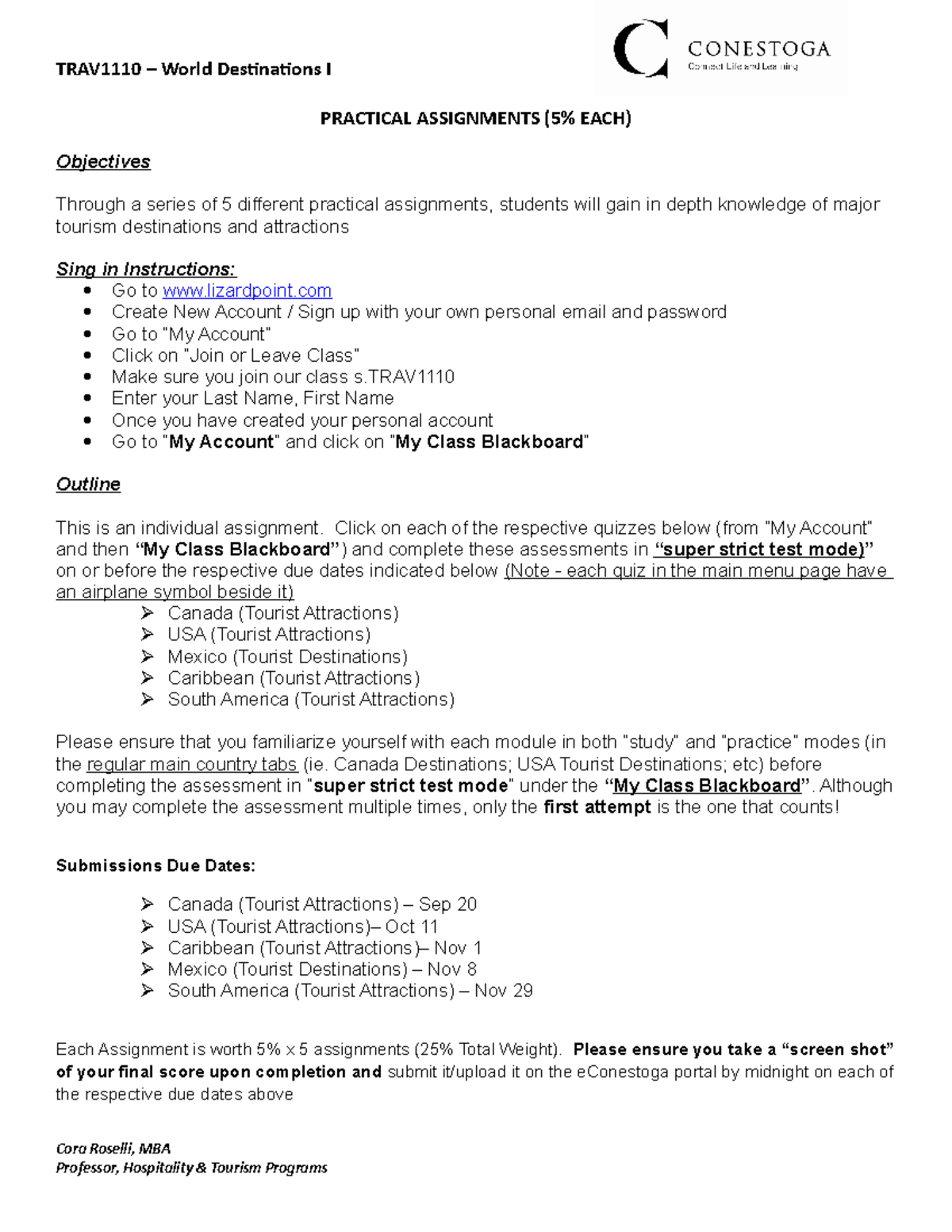 Practical Assignments - TRAV1110 – World Destinations I PRACTICAL ...