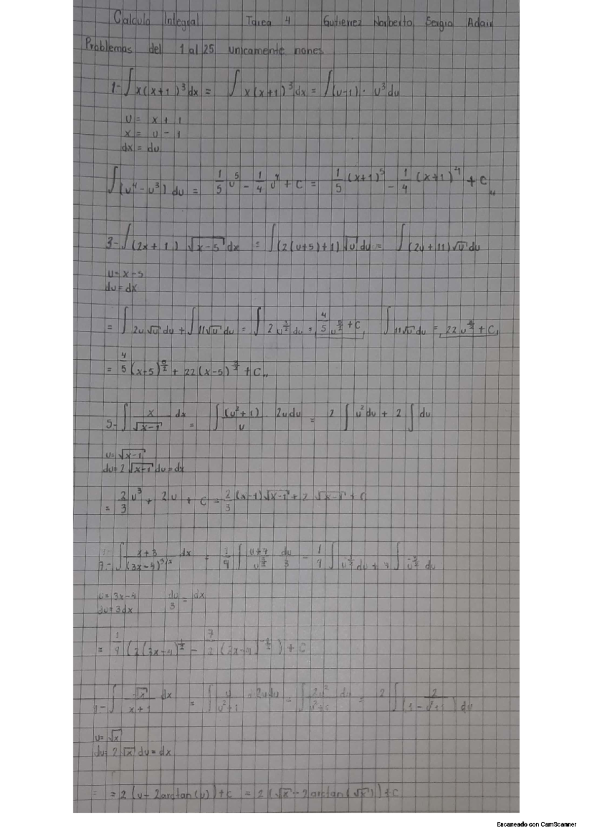 cambio de variable - Calculo integral - Studocu