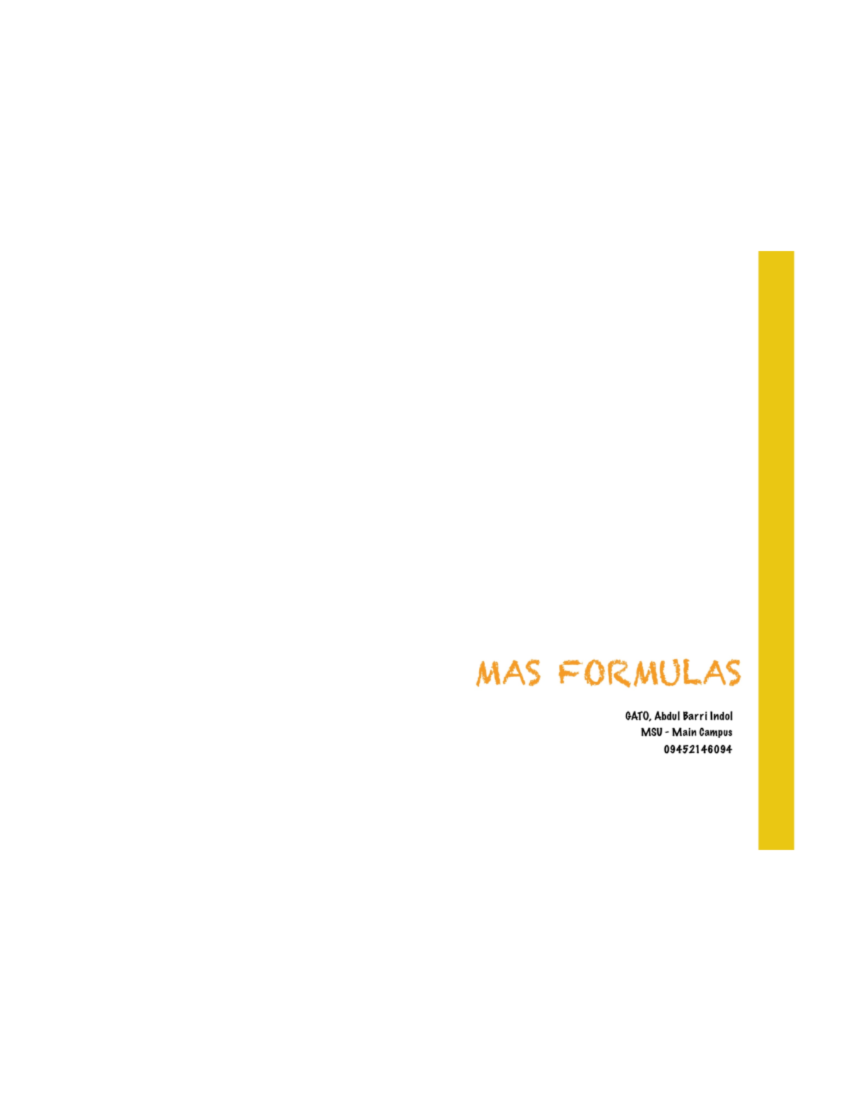 MAS Formulas (Zoomed In) - Accountancy - Studocu
