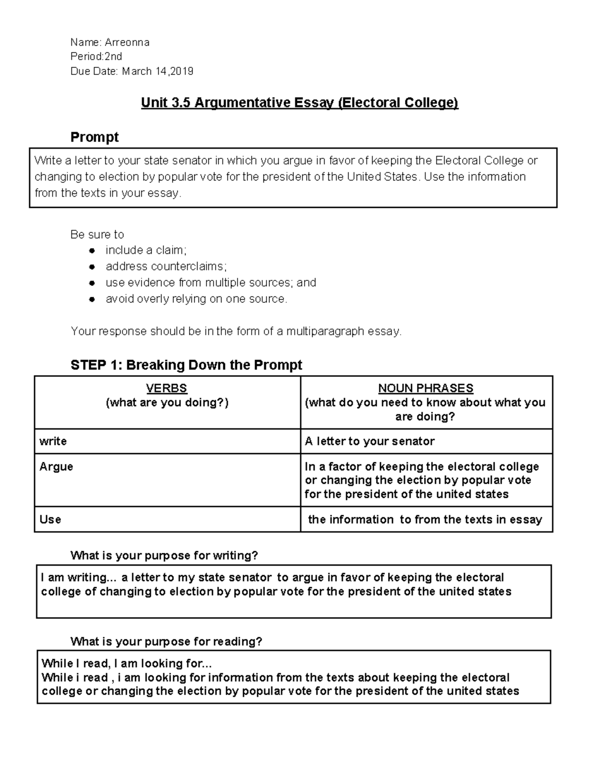Electoral College FSA & Outline Florida/Texas - Period:2nd Due Date ...