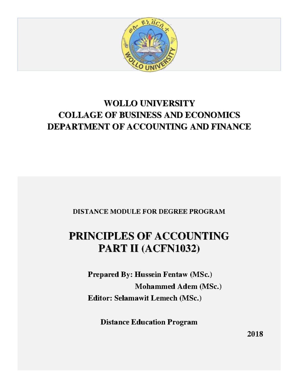 Lecturenote 480356830 POA II module new 11 - Accounting and finance ...