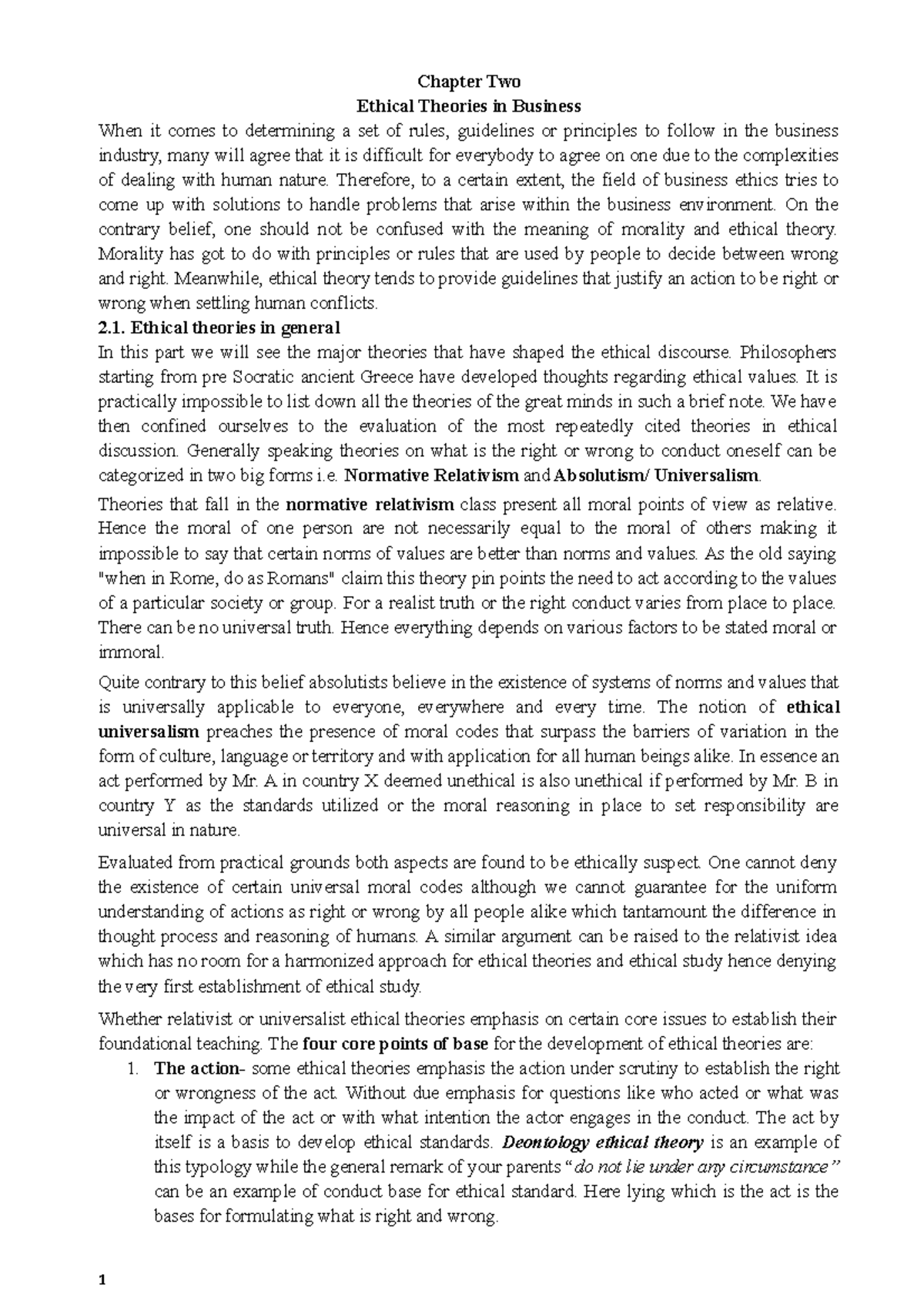 Business Ethics Ch2 - It is helpful to students with this field ...