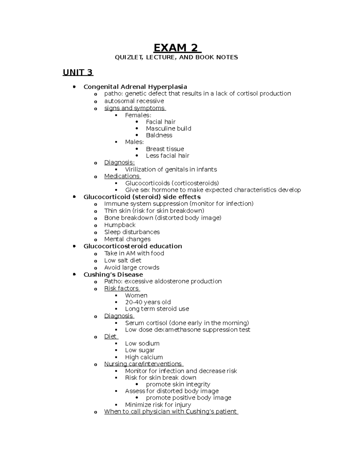 Adult health 3 EXAM 2 outline - EXAM 2 QUIZLET, LECTURE, AND BOOK NOTES ...