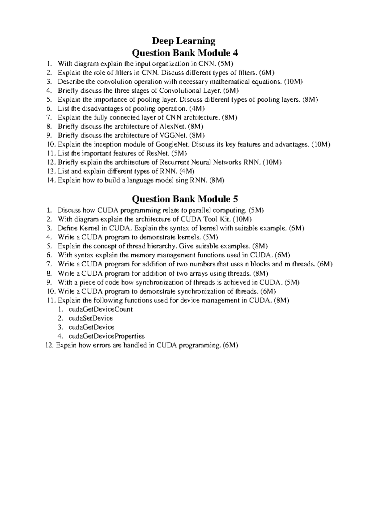 Deep Learning Module 4 and 5 Question Bank Revised - Deep Learning ...