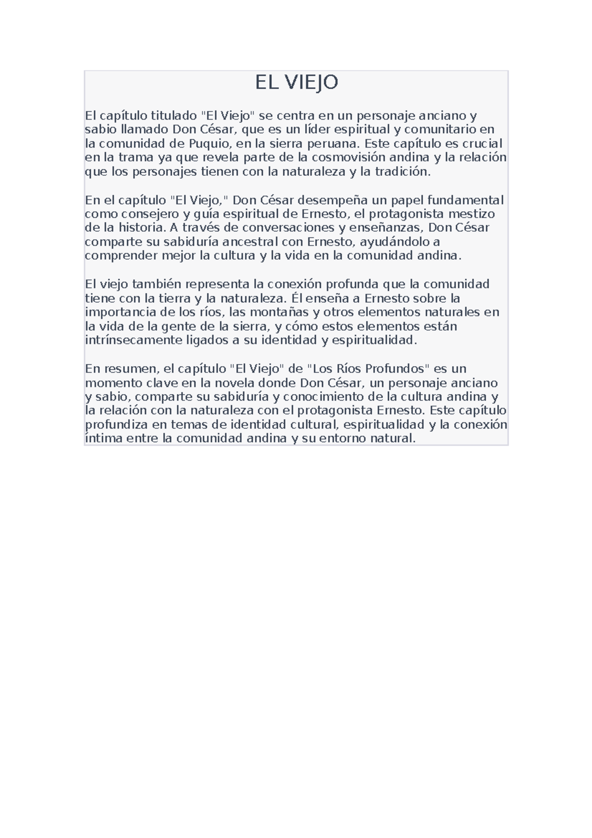 EL Viejo - adadadad - EL VIEJO El capítulo titulado "El Viejo" se ...