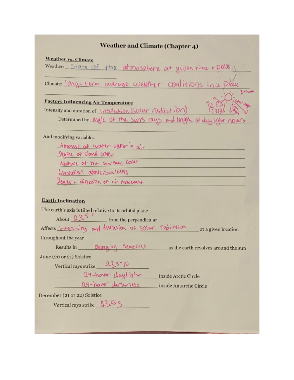 Chapter 4 notes - Weather and Climate (Chapter 4) Weather vs. Climate ...