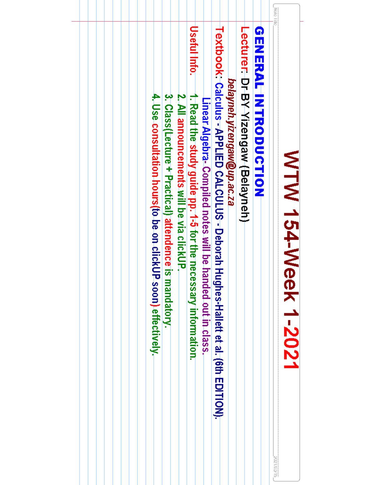 WTW 154 Lceture Note-Week 1(2021) - WTW 154-Week 1- 2021 ...