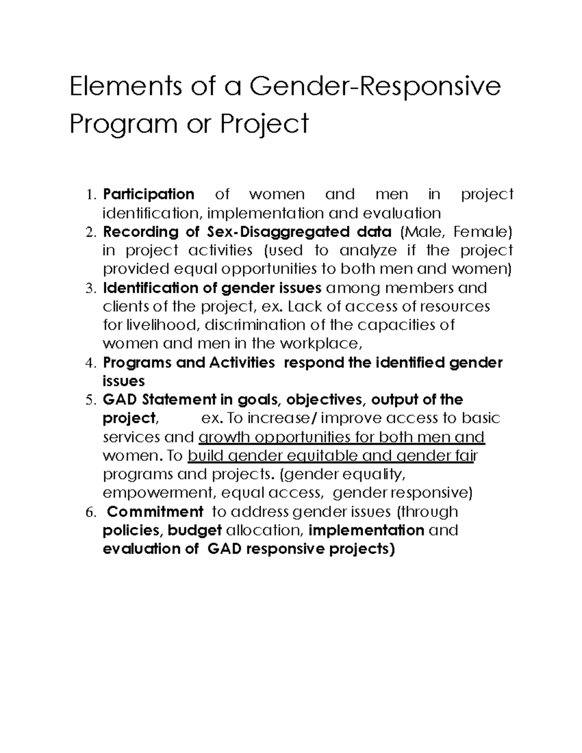 Elements of a Gender Responsive Program - Elements of a Gender ...
