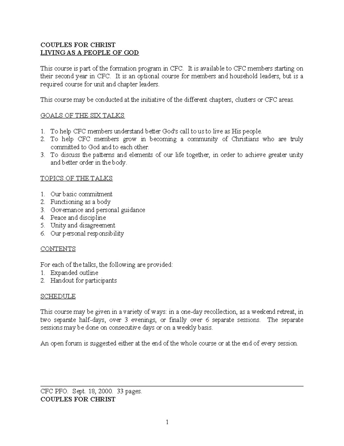 CFC Living as a People of God - COUPLES FOR CHRIST LIVING AS A PEOPLE ...