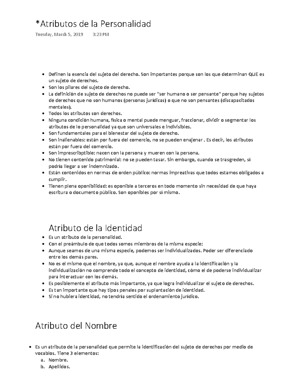 Atributos de la Personalidad - Warning: TT: undefined function: 32 - Studocu