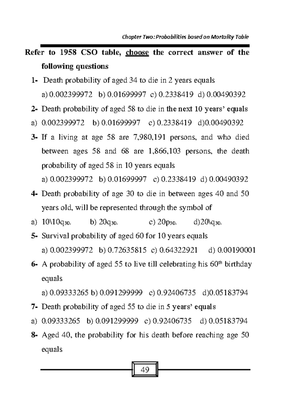 [EB] Life Insurance Part5 - Chapter Two: Probabilities based on ...