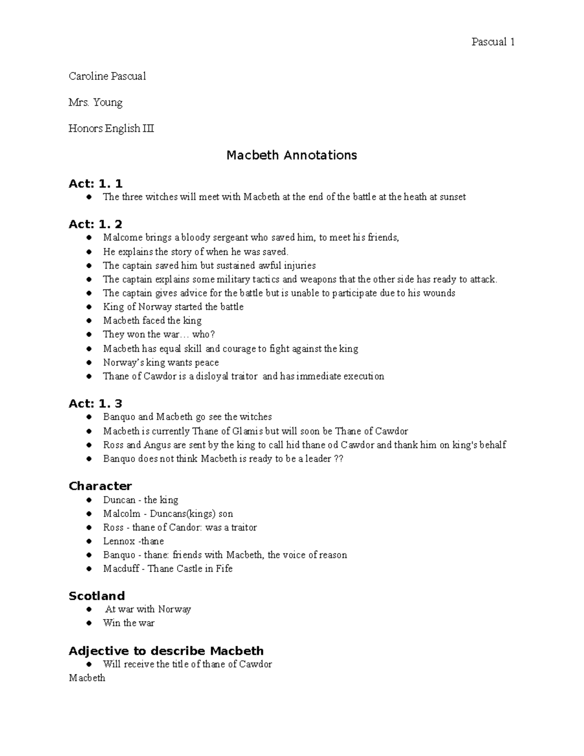 Macbeth Annotations - Gives detailed notes on each chapter with line ...