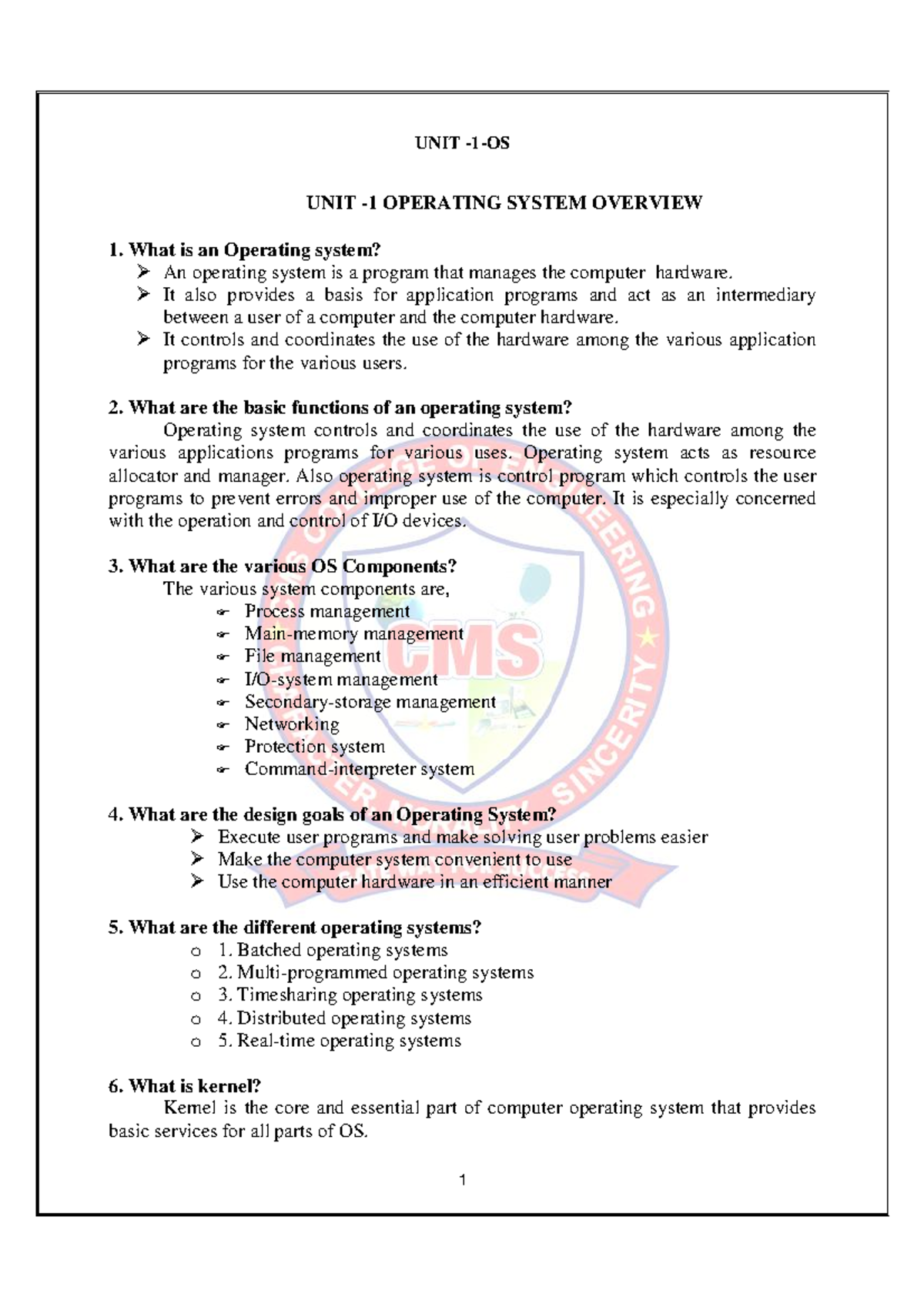 Unit01 Os Pdf Os Notes Two Marks Question Bank Unit 1 Operating System Overview What Is An